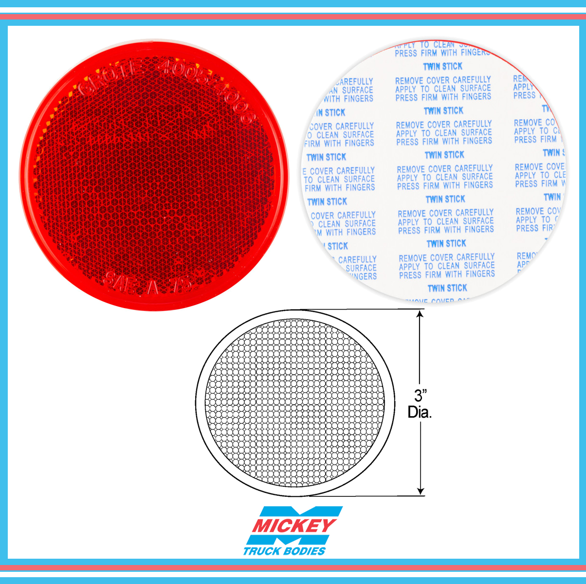 mickeyparts.com: Grote 3" Red Round Stick-On Reflector